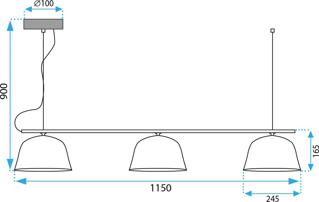 Toolight Toolight, stropní svítidlo 3xE27 APP1478-3CP, černá matná, OSW-02420