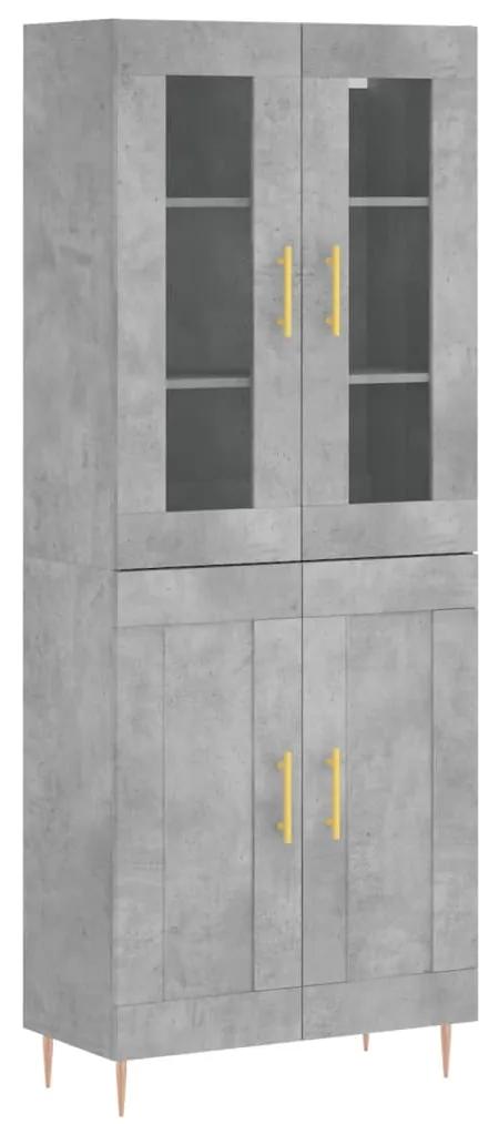 Skříň highboard betonově šedá 69,5x34x180 cm kompozitní dřevo,  3198333