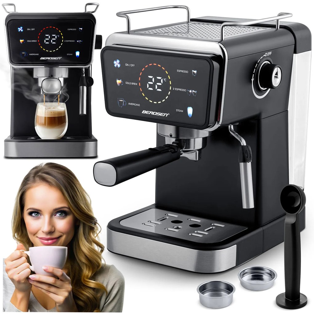 Kávovar pákový 20 bar Berdsen BD-771 černý