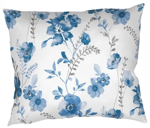 Dadka Povlak na polštář flanel Kvítí modré na bílém  70x90 cm