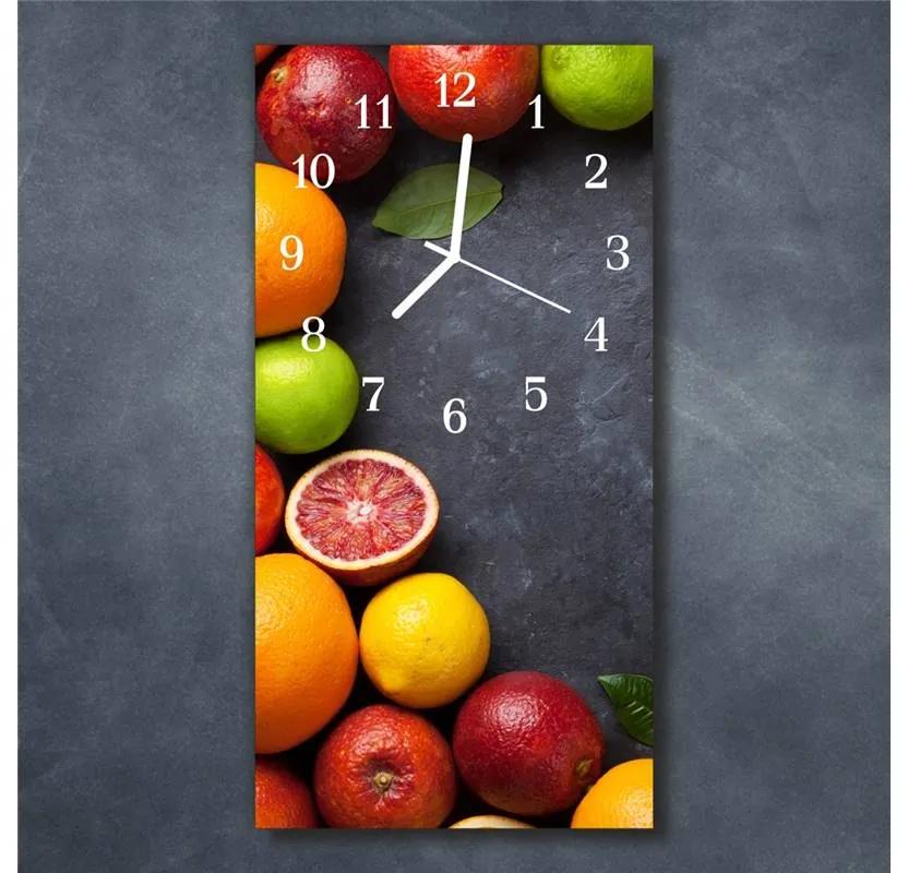 Nástěnné hodiny obrazové na skle - Citrusové ovoce