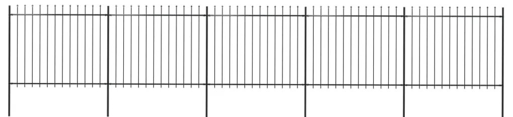 Zahradní plot s kopím nahoře ocelový 892,5 x 150 cm černý