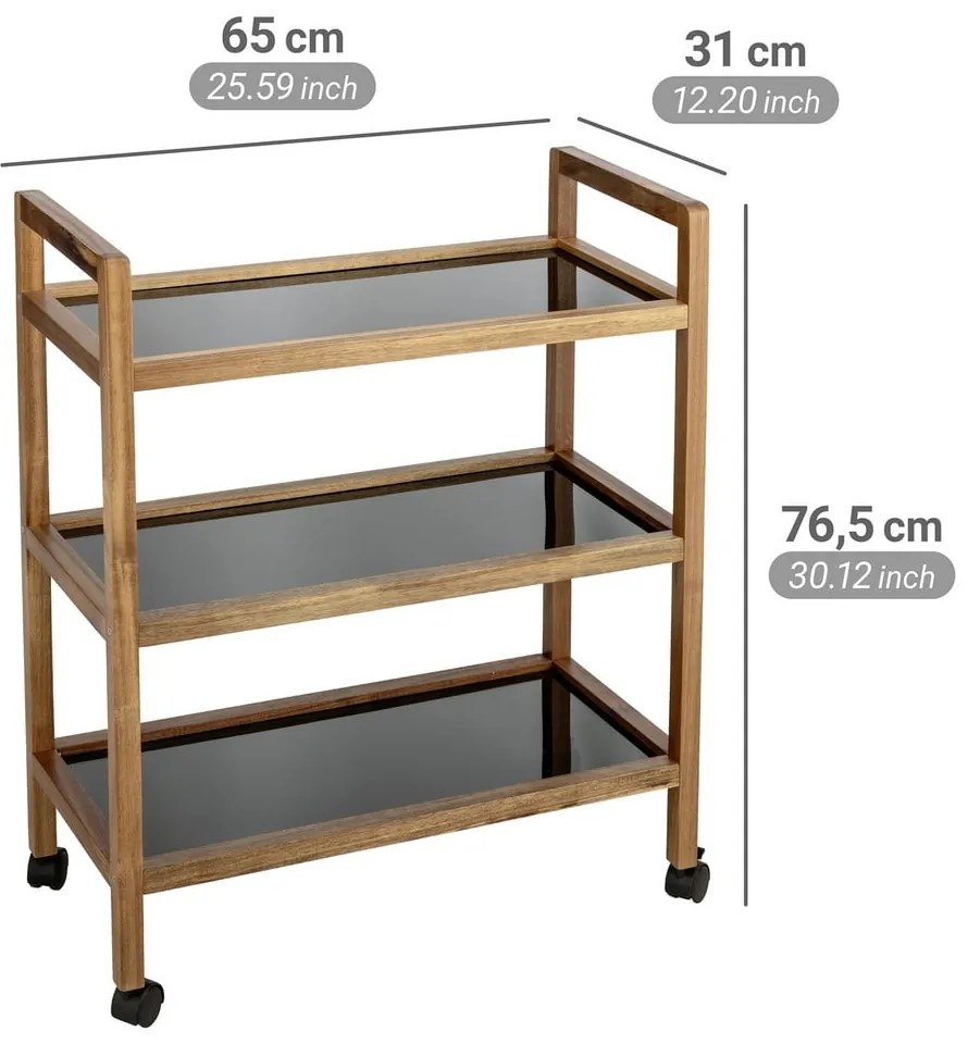 Černý/v přírodní barvě koupelnový regál z masivu akácie 65x76,5 cm Fondi – Wenko