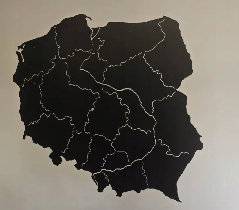 Obrovská Metalová Polská mapa na magnety Rozdělení Na Vojvodství 150x132 cm