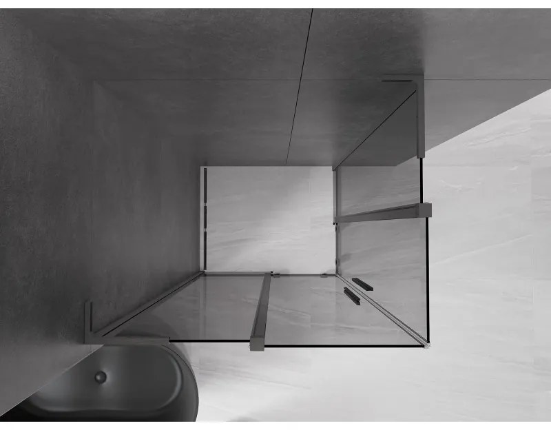 Mexen Velar L Duo, sprchový kout s posuvnými dveřmi 100 x 90 cm, 8mm šedé sklo, broušený grafit, 871-100-090-02-43-66