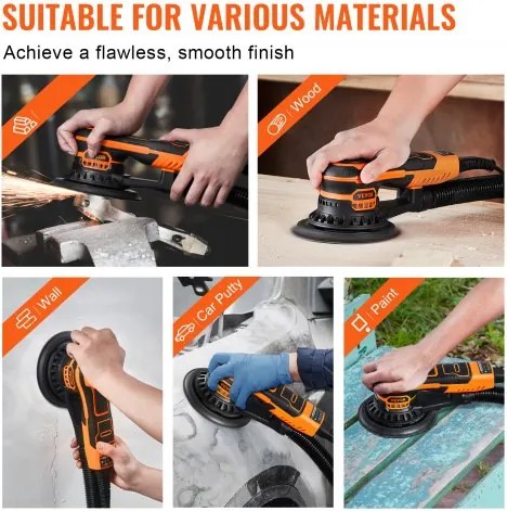 Random Orbital Sander 15,2 cm Palm Sander 10 ks brusných papírů 6 proměnných
