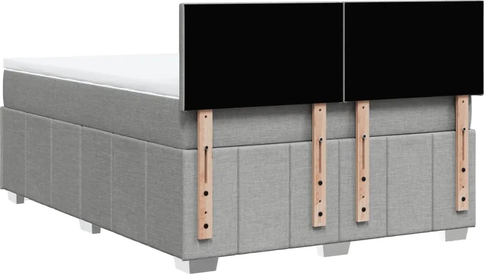Box spring postel s matrací světle šedá 160 x 200 cm textil 3287112