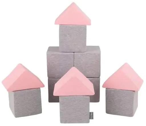 Kostky pěnové - stavebnice pro děti - růžovo-šedé