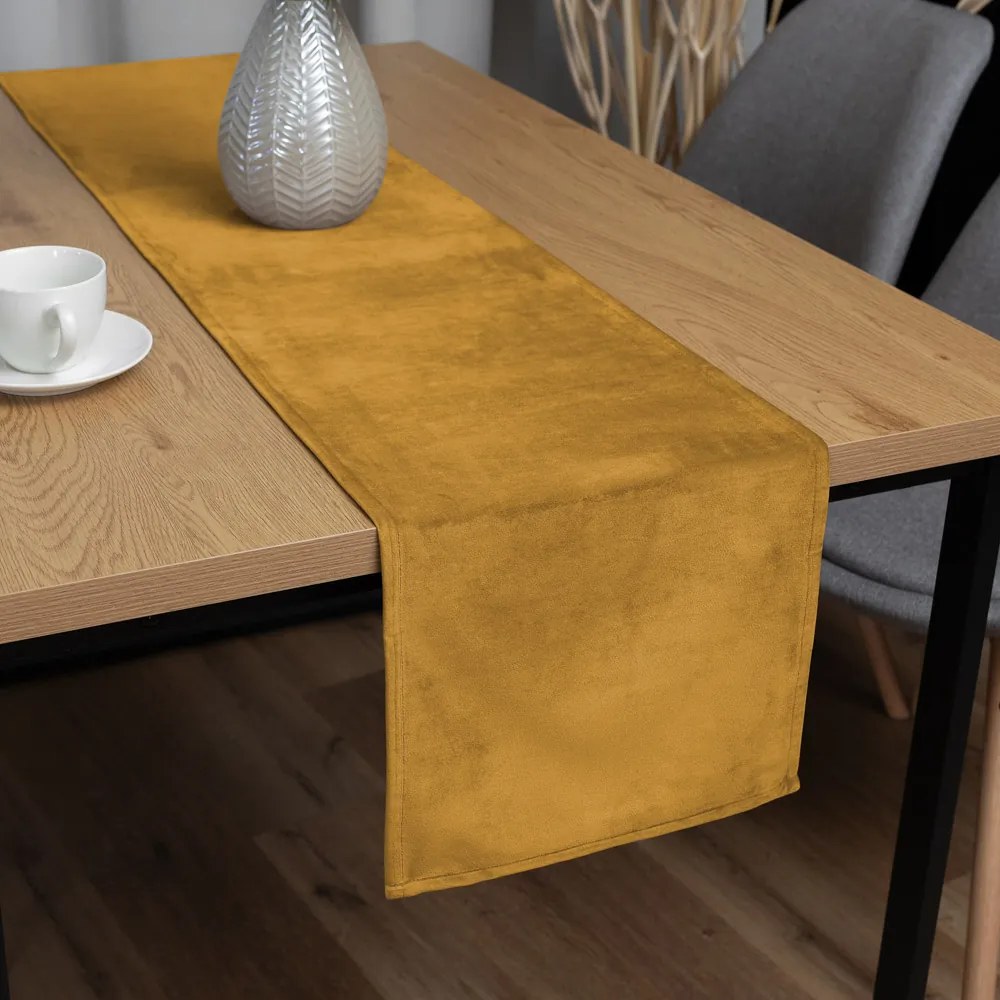 Biante Sametový běhoun na stůl Velvet Premium SVP-047 Hořčicový 35x120 cm