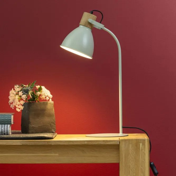 Brilliant 94555/63  Stolní lampa ERENA zelená + dřevo Biano.cz