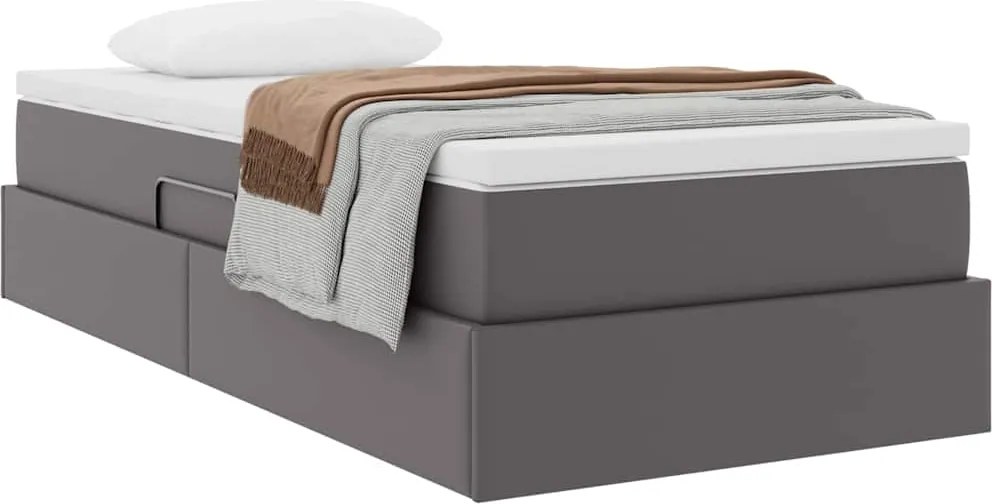 Postel s úložným prostorem a matrací Šedá 100 x 200 cm 3370152