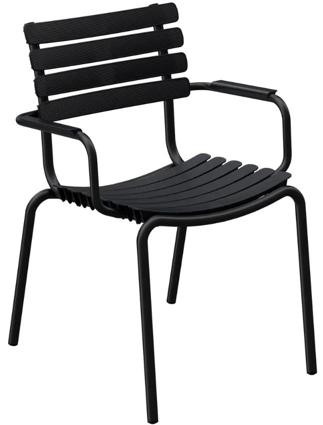 OnaDnes -20% Černá plastová zahradní židle HOUE ReClips s područkami