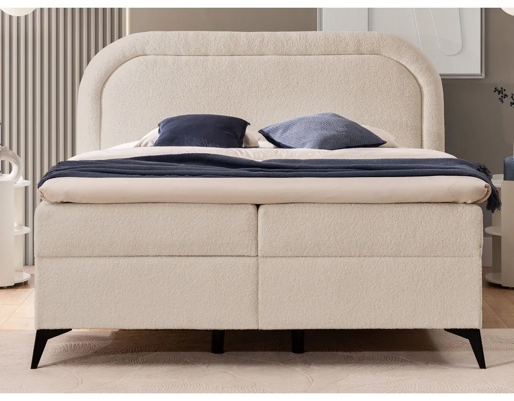 Béžová boxspring postel s úložným prostorem 140x200 cm Ornes – Ropez