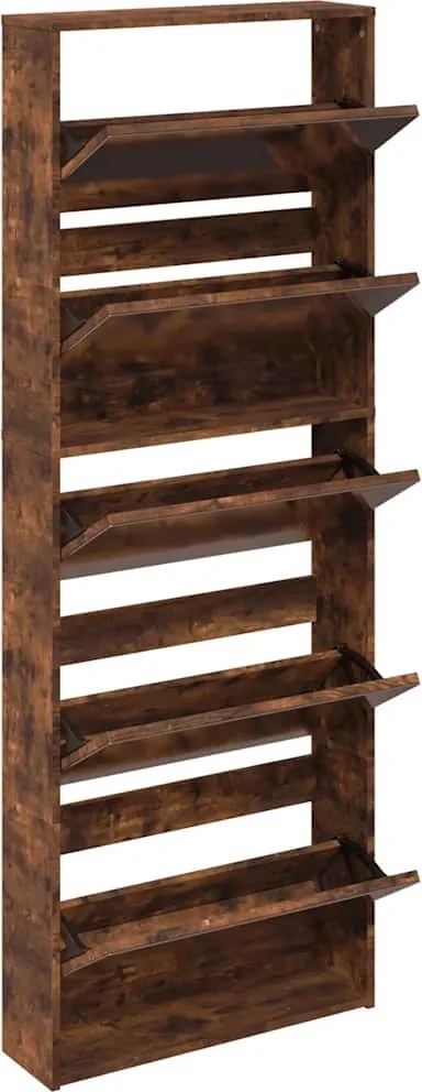 Botník se zrcadlem 5patrový kouřový dub 63 x 17 x 169,5 cm 3228283