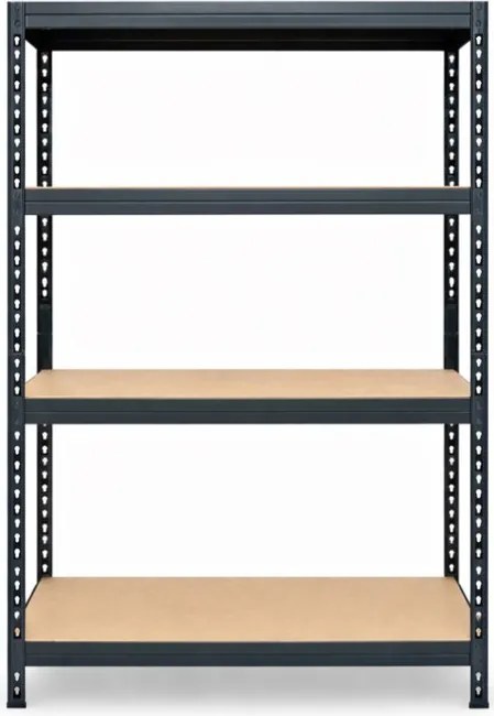 Regál 150x70x30 cm lakovaný 4-policový, nosnost 80 kg, RIVET - černý