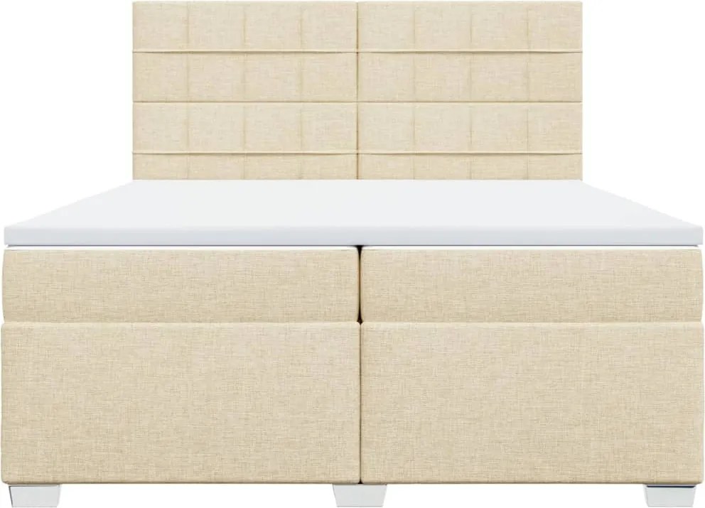 Box spring postel s matrací krémová 200x200 cm textil 3292900