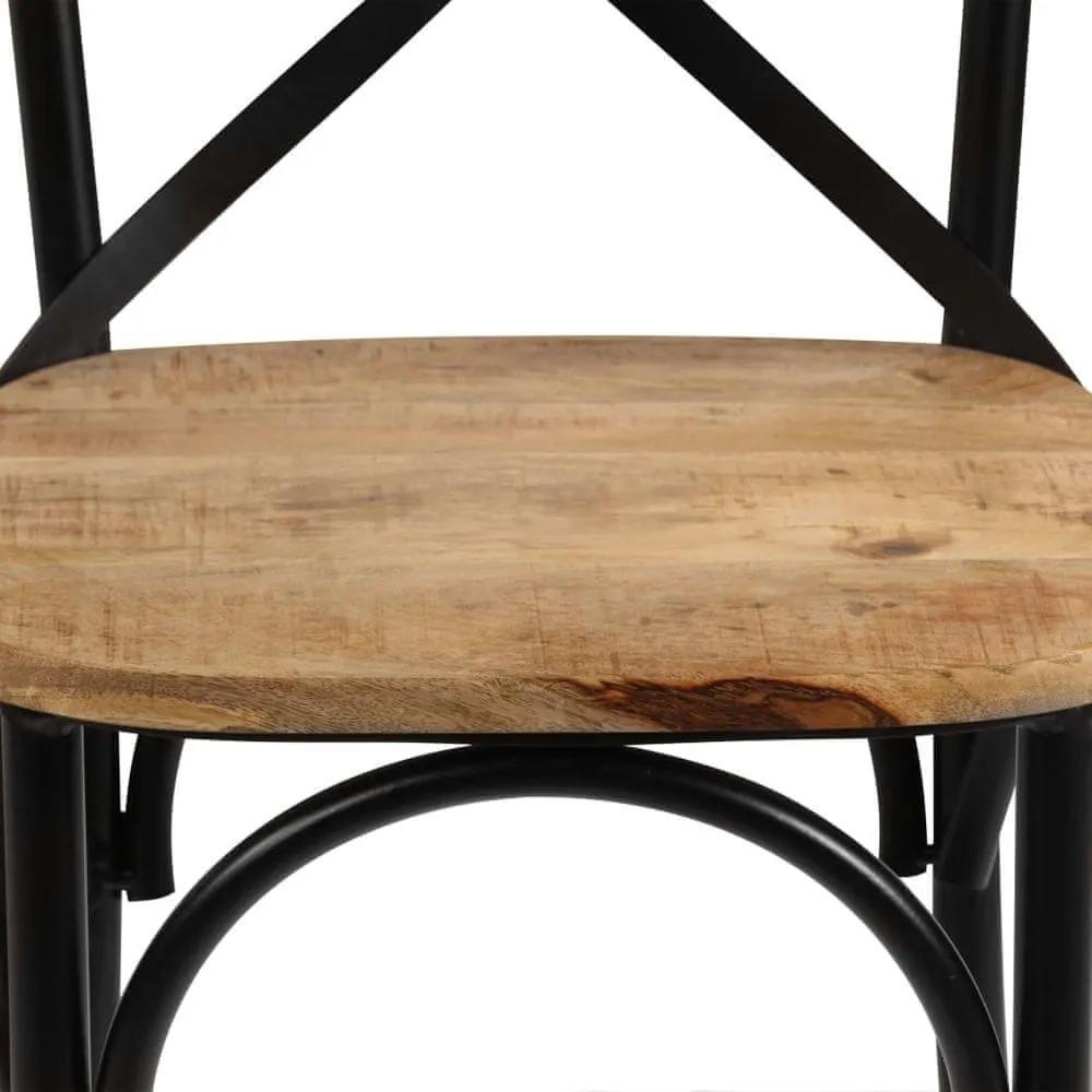 Petromila Židle křížové opěradlo 2 ks černé masivní mangovníkové dřevo