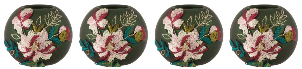 Sada 4ks zelených svícnů Embroider - Ø10*9cm