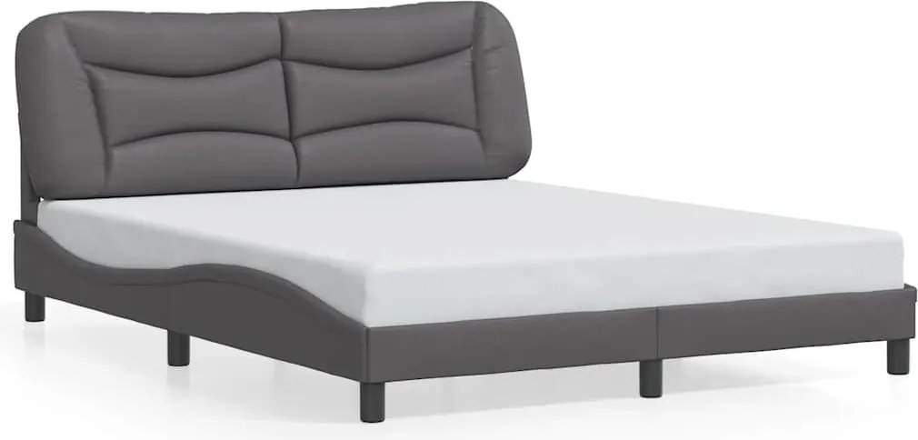 Rám postele bez matrace Hvar šedý 160x200 cm umělá kůže 3208012