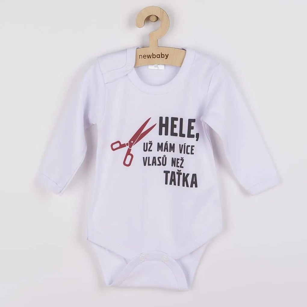 New Baby Body s potiskem Více vlasů než taťka - dárkové balení Vel. 80