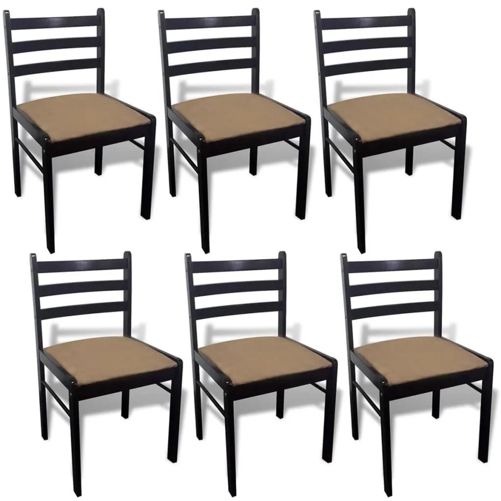 Jídelní židle 6 ks hnědé masivní dřevo a samet,  272091