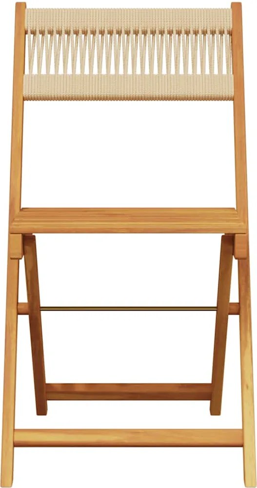 3dílný bistro set béžový polypropylen a masivní dřevo 3281759