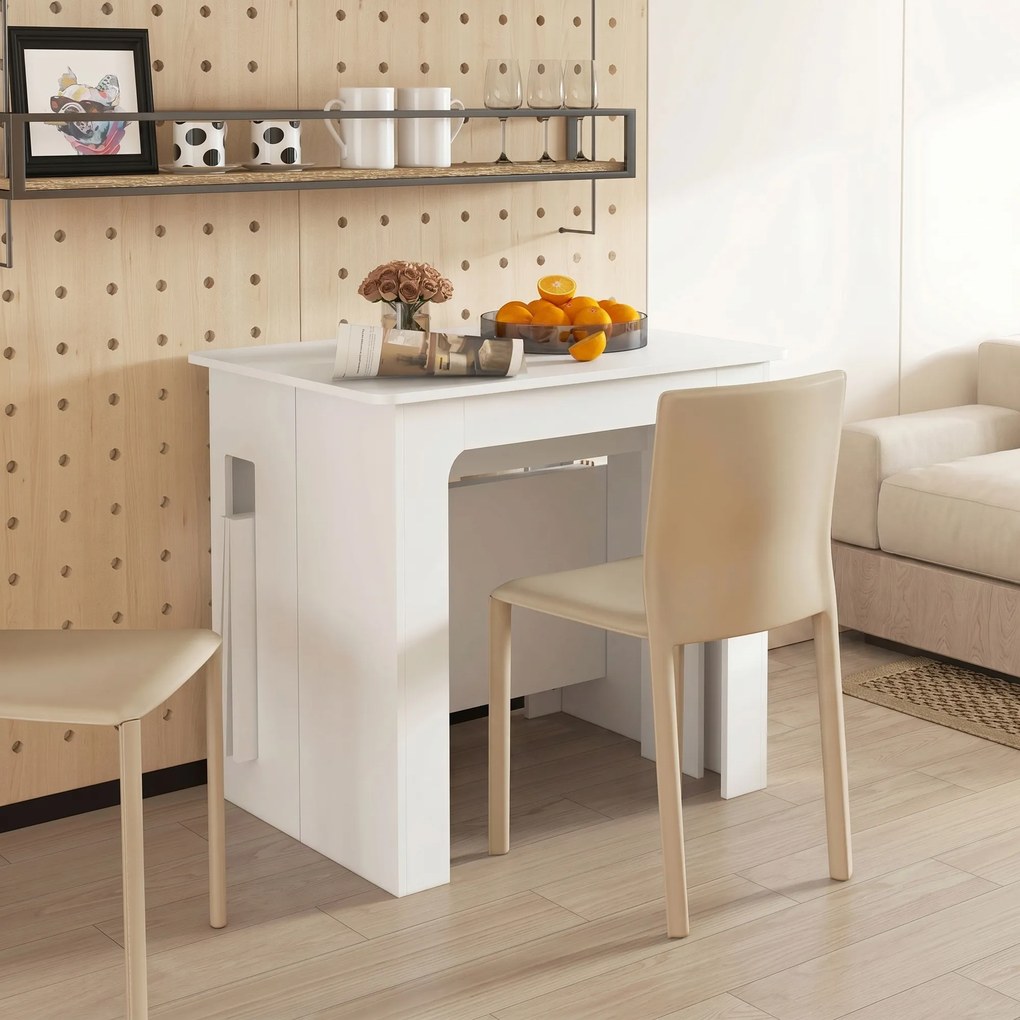 HOMCOM Jídelní stůl, skládací stůl, rozkládací kuchyňský stůl, jídelní stůl, dřevotřískové desky, 60-180 x 85 x 75 cm, bílý