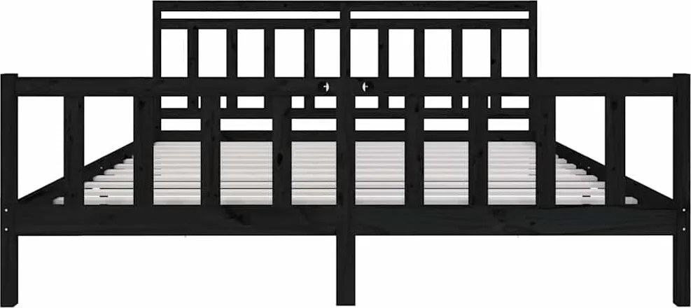 Rám postele černý masivní dřevo 200 x 200 cm 3100982