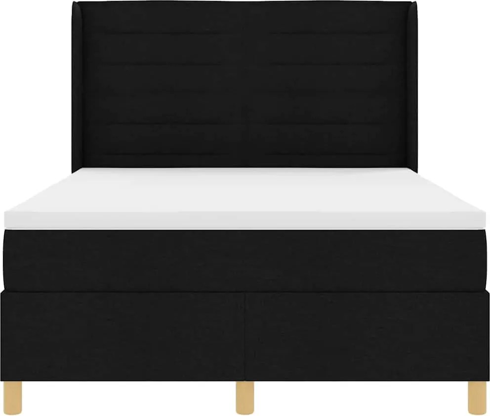 Postel s boxspringem s matrací s čelo Černá 140 x 200 cm textil 3341772