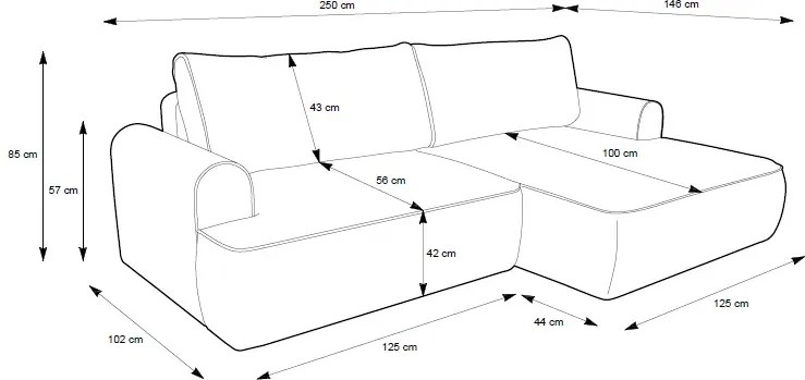 Rohová rozkládací sedací souprava do L OVIEDO, 250 cm, s úložným prostorem Roh pohovky: Levý roh, Barva látky: Bílá (Abriamo 04)
