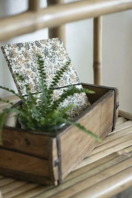 Ib Laursen Dřevěný box Brick, hnědá barva, přírodní barva, dřevo