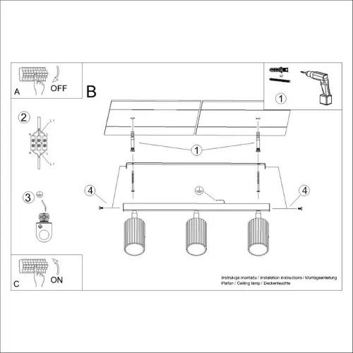 Stropní svítidlo SOLLUX KARBON 3L krémová GU10 3x10W bez žárovek SL.1600