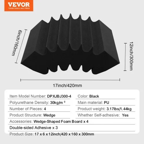 akustické pěnové panely 4 balení 41,9 × 16 × 30,5 cm Lepidlo na stěnový strop