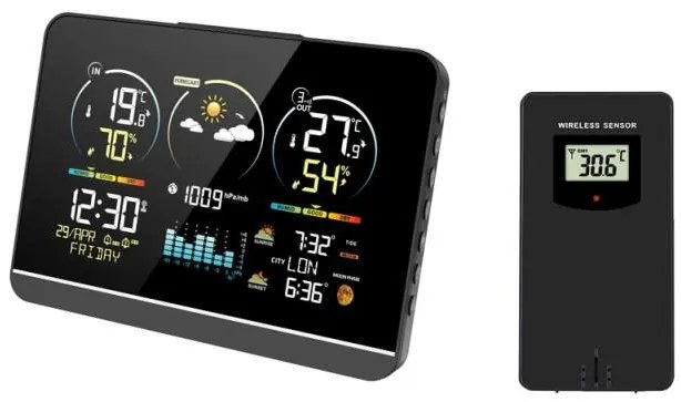 JVD Černá digitální rádiem řízená meteorologická stanice JVD RB3409