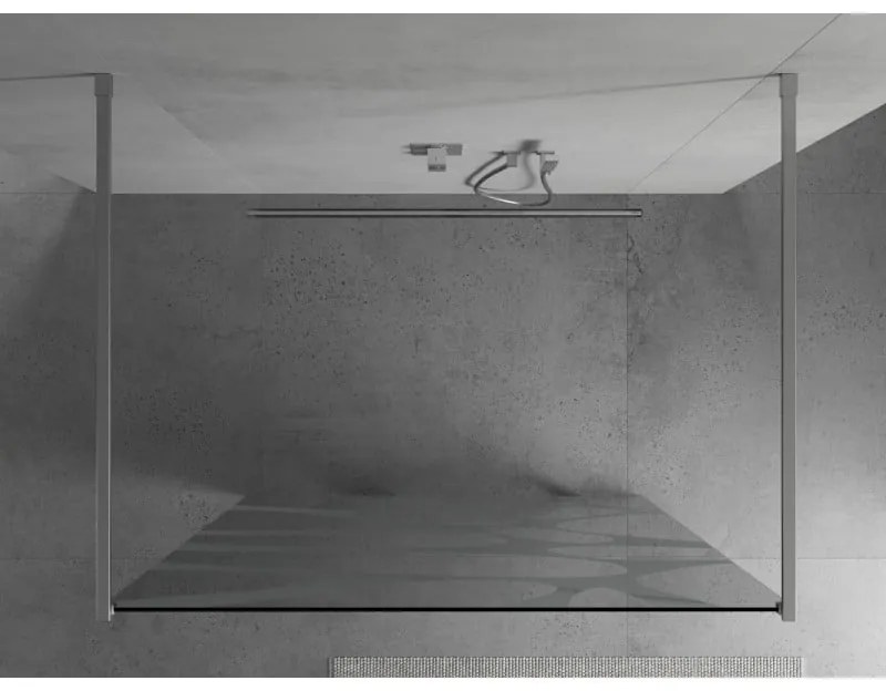 Mexen Kioto, průchozí sprchová zástěna 100 x 200 cm, 8mm sklo čiré/bílý vzor, 2x chromová stabilizační rozpěra, 800-100-002-01-97