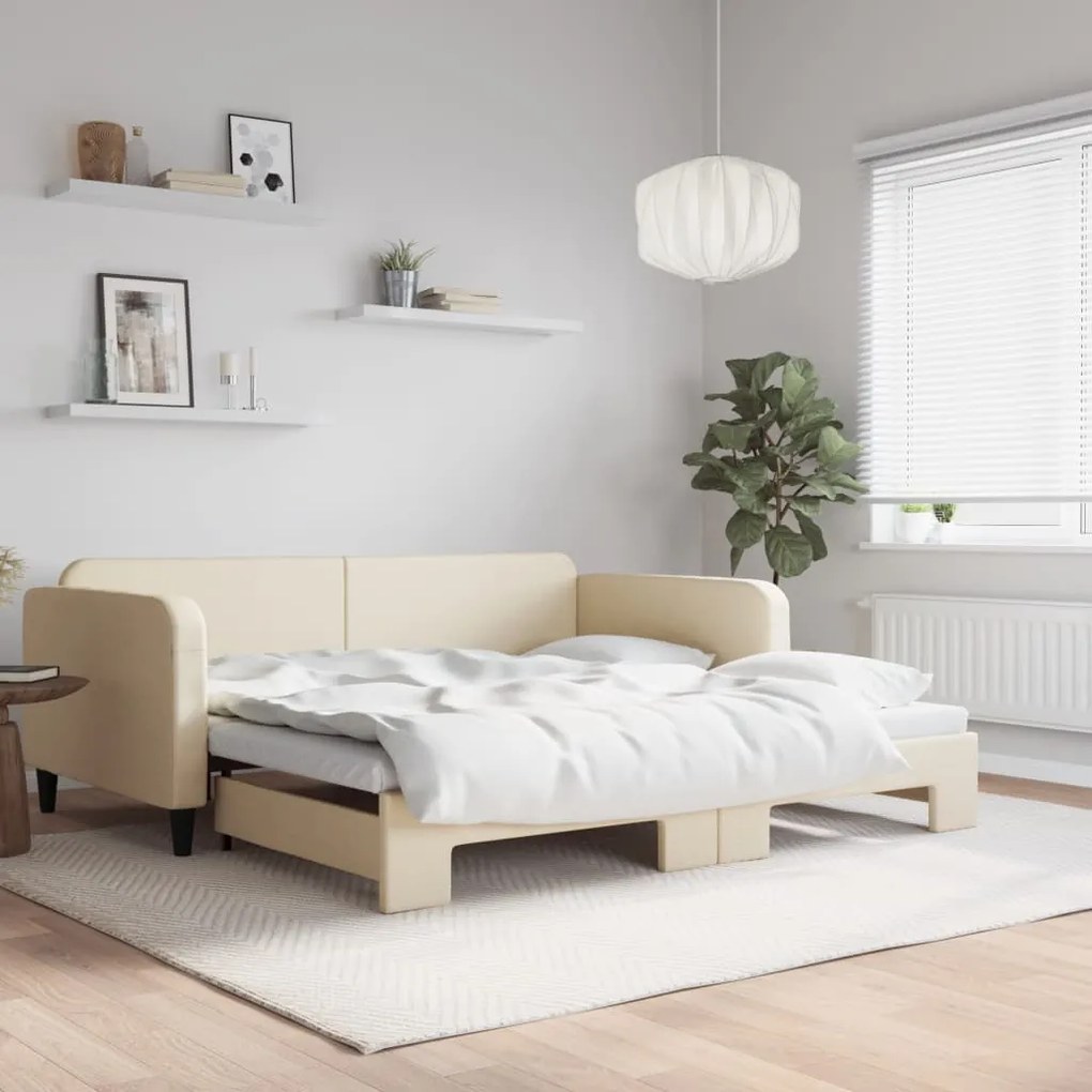 Válenda s přistýlkou krémová 100 x 200 cm textil 3196825
