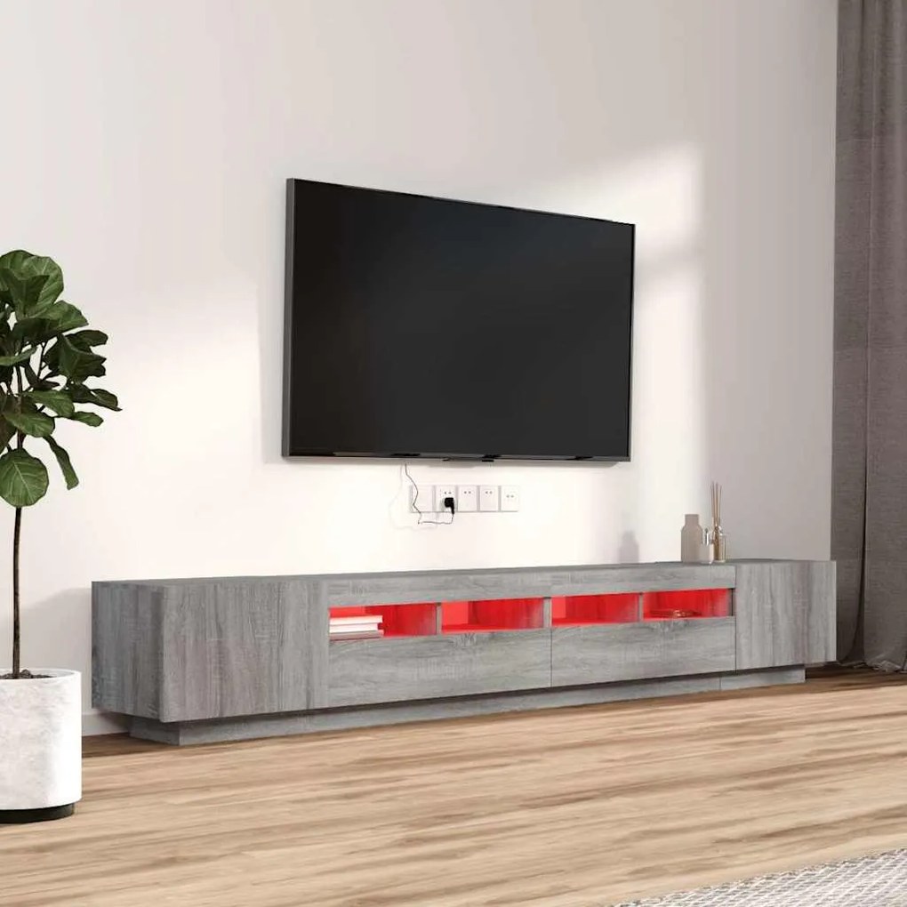 3dílný set TV skříněk s LED světly šedý sonoma kompozitní dřevo 3120174
