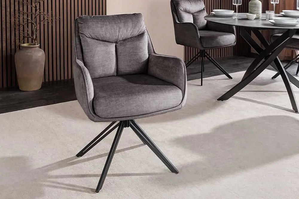 Designová otočná židle Brock šedý samet
