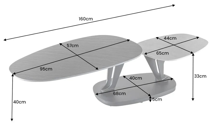 Massive home | Konferenční stolek MOVEMENT GREY 160 CM keramika otočný