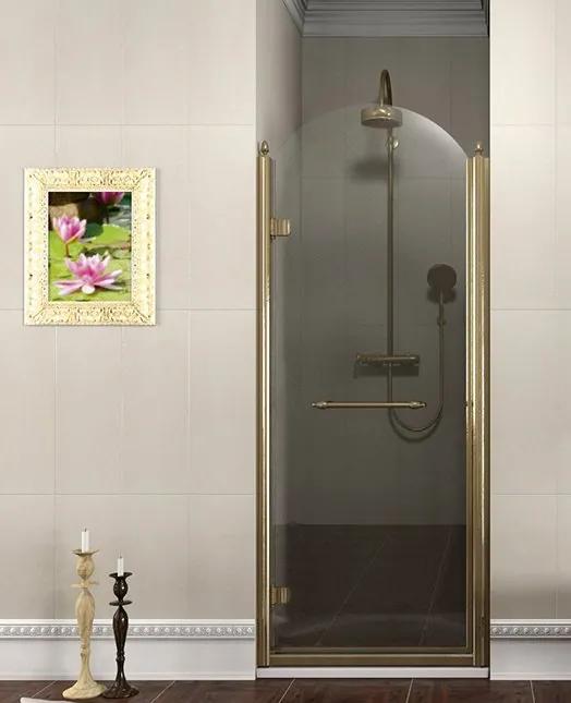 GELCO - ANTIQUE sprchové dveře otočné, 900mm, levé, ČIRÉ sklo, bronz GQ1290LC