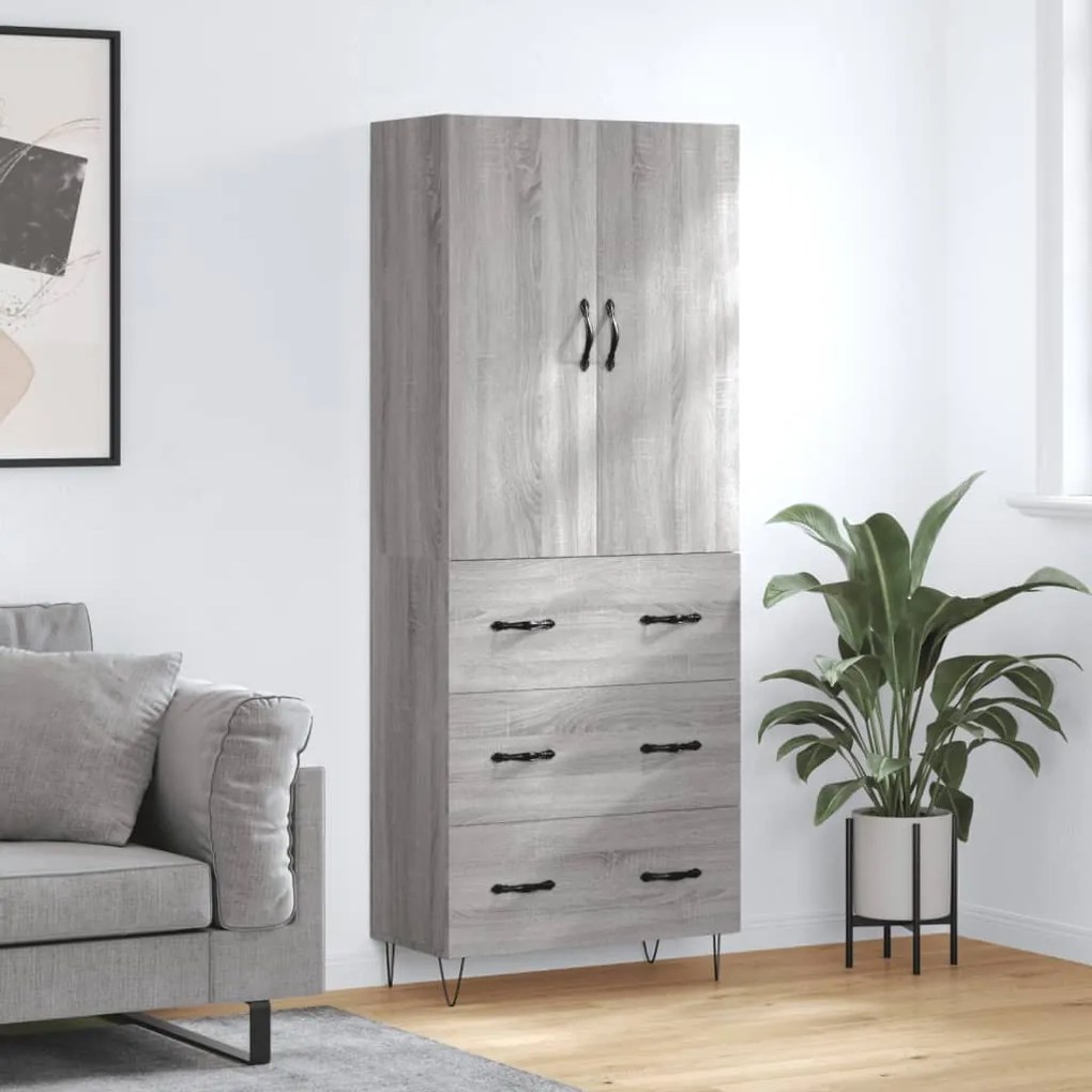 Skříň highboard šedá sonoma 69,5 x 34 x 180 cm kompozitní dřevo 3198087