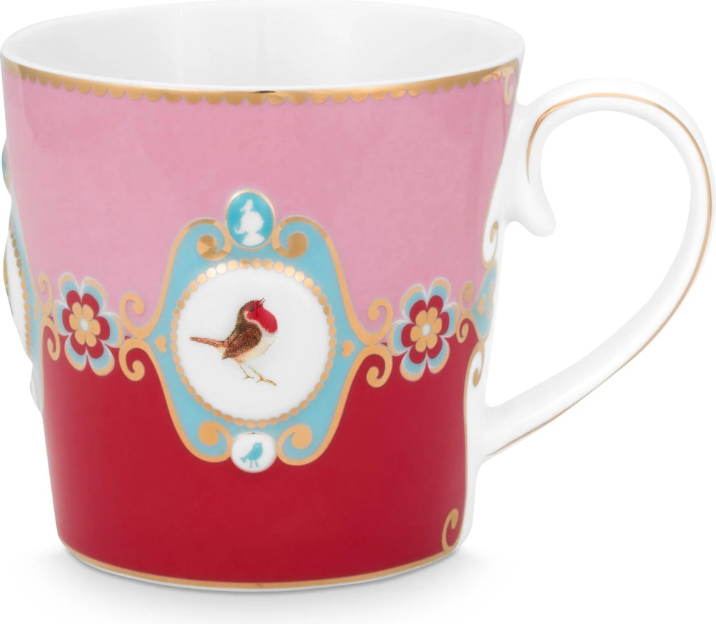 Pip Studio Love Birds sada 2 ks hrnků 225 ml, červeno-růžová