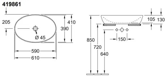 Villeroy & Boch 41986101 - Umyvadlo na desku ARTIS 61x41 cm keramika/bílá