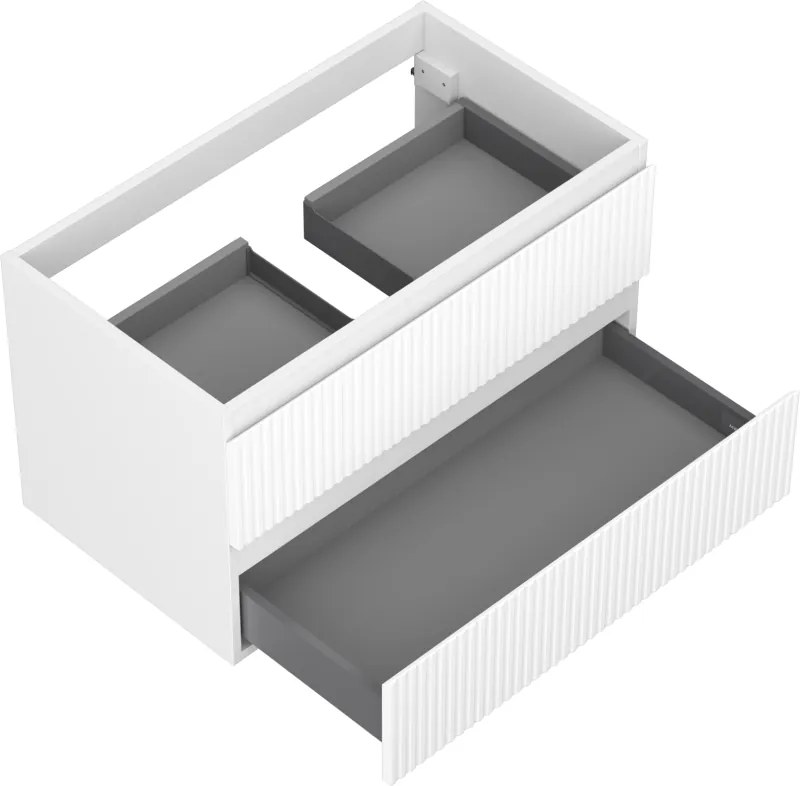 Mexen Rivel, koupelnová skříňka 80 cm, 2 zásuvky, drážkovaná, bílá matná, 91A20-08047-2-BFF01