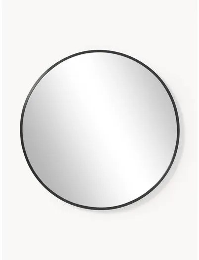 Kulaté nástěnné zrcadlo's černým kovovým rámem Ida