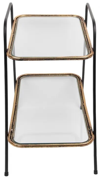Černo-měděný antik odkládací stolek – 54x31x56 cm
