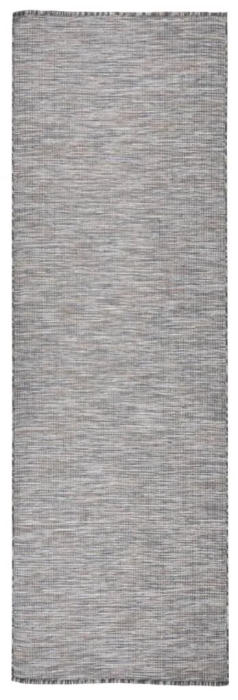 Venkovní hladce tkaný koberec 80x250 cm hnědý a modrý 340814