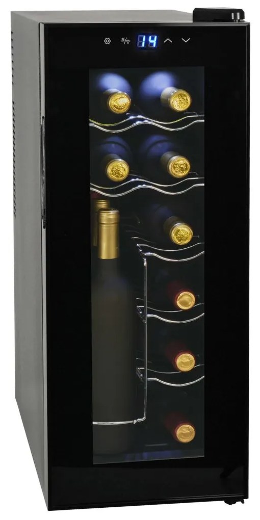 50605 vidaXL Vinotéka / chladnička na víno 35 l 12 lahví LCD displej
