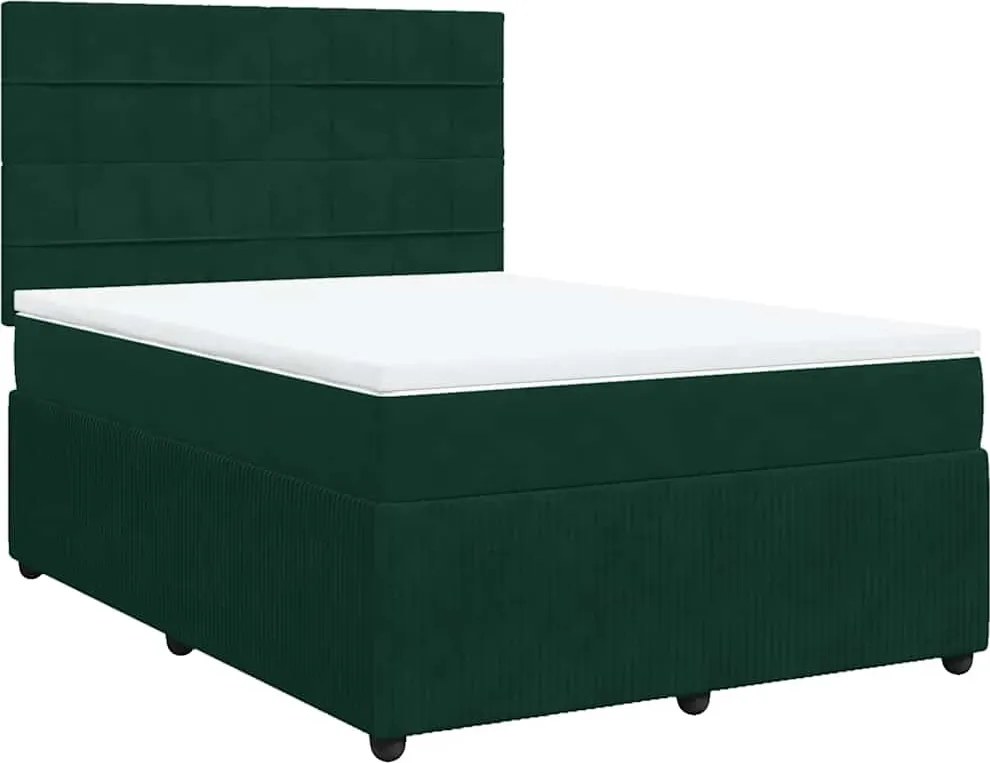Box spring postel s matrací tmavě zelená 160x200 cm samet 3292385