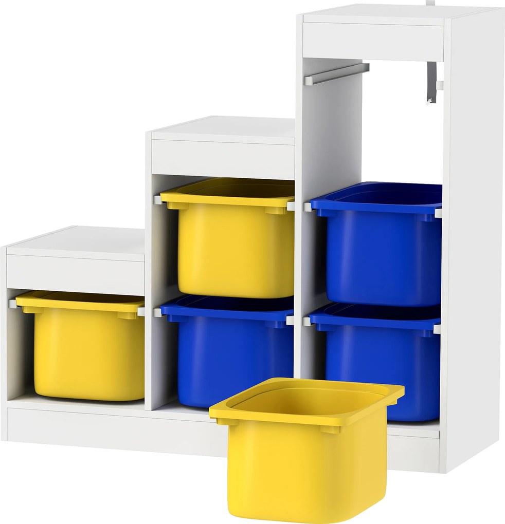 Úložný nábytek pro děti AIYAPLAY se 6 vyjímatelnými boxy, 3 patra, 96 x 38,5 x 90 cm, vícebarevný